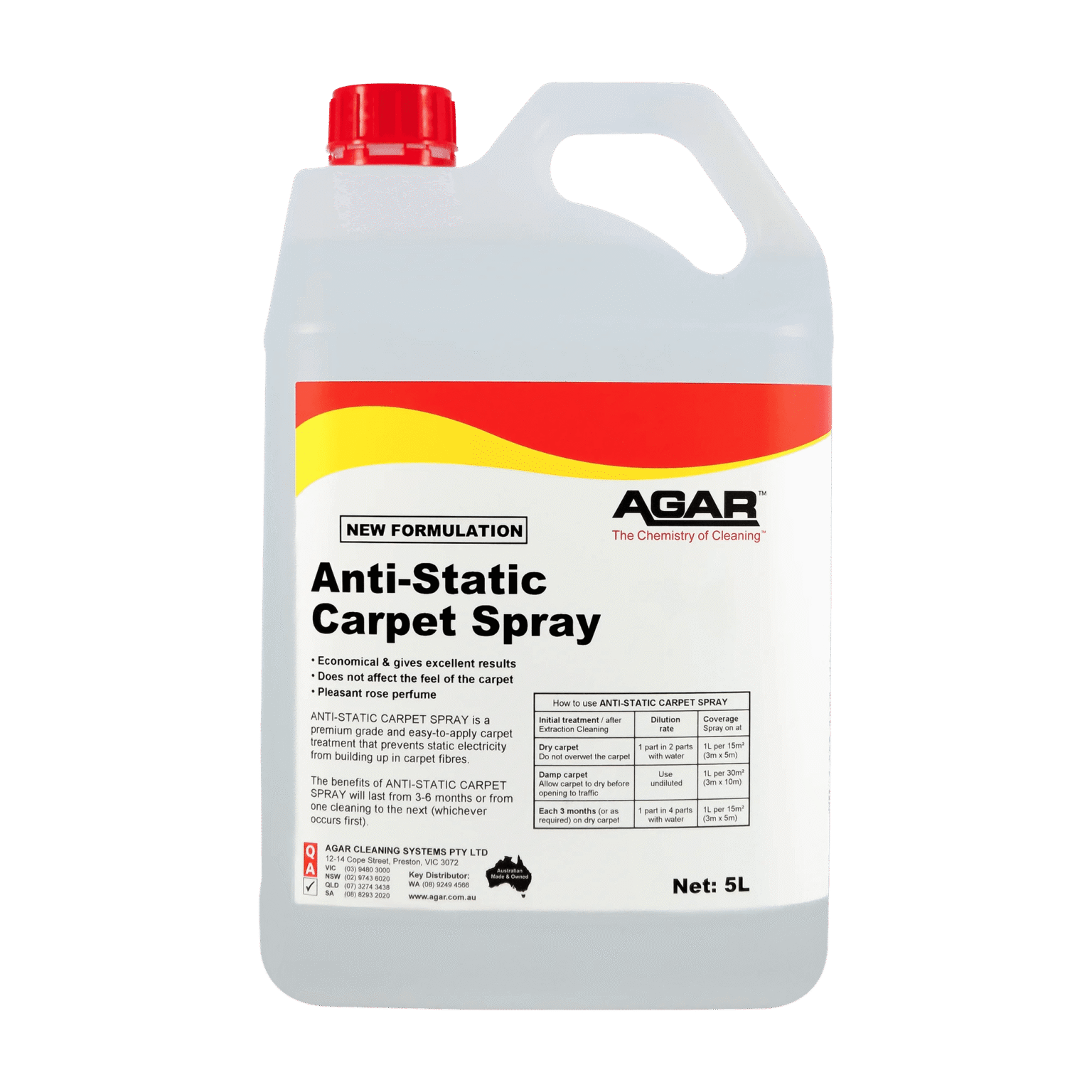 Agar Anti-Static 5Lt Carpet Spray - Bellcon - Cleaning Supplies